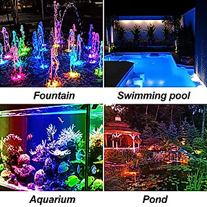 T-SUN Solar Pond Lights, 5 Headlamp RGB LED Spotlights Color Changing Submersible Fountain Lights, Underwater Solar Fish Tank Light Adjustable Lighting Angle for Garden Fountain, Pond, Pool Decoration
