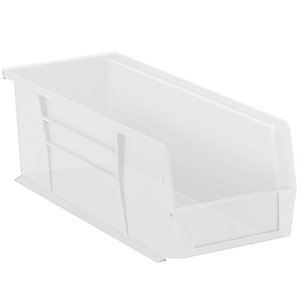 Great Box Supply Plastic Stack & Hang Bin Boxes, 10 7/8" x 4 1/8" x 4", Clear, 12/Case
