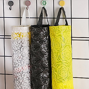 DCQRY 3Pack Plastic Bag Holder, Wall Mount Grocery Bag Holder with 10Hooks, Mesh Hanging Storage Organizer, Shopping Bag Storage Dispenser Trash Bag Holder for Home Kitchen