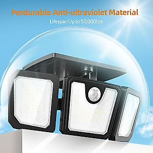 LEPOWER 1600LM Solar Security Lights, Motion Sensor Outdoor Light IP65 Waterproof, 270° Wide Lighting Angle Security Lights Solar Powered, Sensitive PIR Motion Sensor for Yard, Porch, Garage