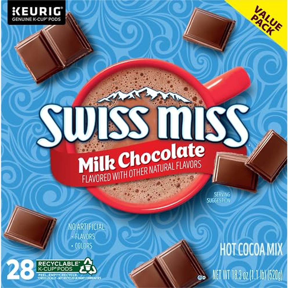 Swiss Miss Milk Chocolate Hot Cocoa Keurig Single-Serve K Cup Pods, 28 Count