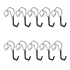 MY MIRONEY 10PCS Over Rod Hook Stainless Steel Over Rod Rail Towel Holder Vinyl Coated Shower Hooks for Rack Shelf Closet Hooks, Fits 0.91"-1.02" Diameter Rod