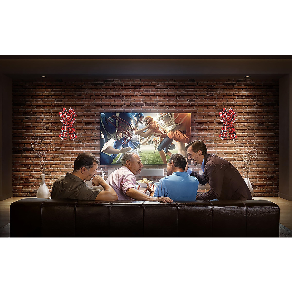 Hying 2 Rolls Football Ribbons for Wreath Bows, Sports Rolls Ball Wired Edge Ribbons Black Red Burlap Ribbon Football Craft Ribbons for Gift Wrapping Football Theme Party Supplies