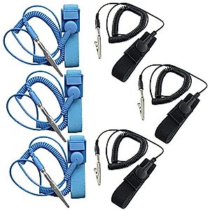 DaKuan ESD Anti-Static Wrist Strap Components, DaKuan 6 Packs Anti-Static Wrist Straps Equipped with Grounding Wire and Alligator Clip, Grounding Solution for Working on Sensitive Electronic Devices