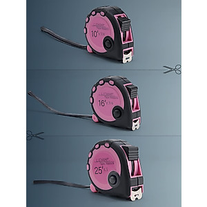 Lichamp Pink Tape Measure 4 Pack, 10ft 16ft 25ft Tape Measure Set with Soft Tape Measure, 10ft x 5/8in, 16ft x 3/4in, 25ft x 1in, 04MXPK