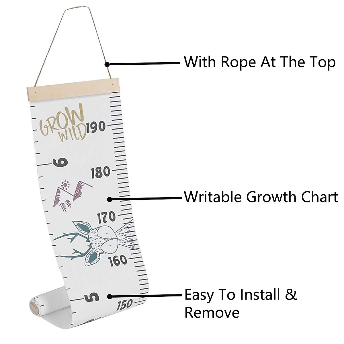 Watris Veiyi Height Measure Chart, Growth Height Chart, Measuring Height Chart, Cute Portable Writable Wall Sticker Height Measure Meaningful Memories Removable Roll Up Measure Wall Chart 7.9x8.3in(A)