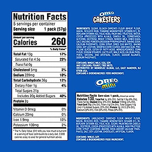 OREO Cakesters Soft Snack Cakes, 3 - 5 Count Packs (15 Total Snack Packs) + Bonus OREO Mini Cookie Snack Pack