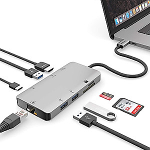 EZQuest USB C Hub Docking Station 8 in 1 with 4K HDMI, 1 Gbit Ethernet, 3 USB A 3.0 Ports, 1 USB-C PD/Data, SD/Micro SD for Work and Travel, Compatible with MacBook/Dell/HP/Lenovo/Laptops