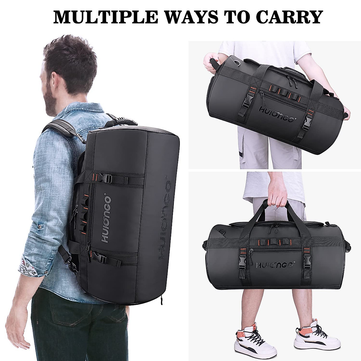 Hulongo Waterproof Duffel Bag Backpack Gym Bag Backpack for Men with Shoe Compartment 32lL