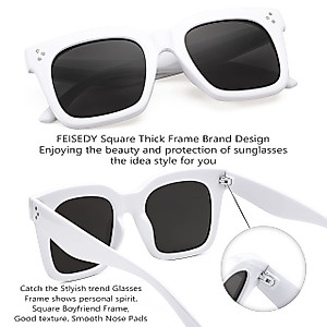 FEISEDY Vintage Oversized Square Sunglasses Womens Trendy Luxury Big Sun Glasses UV400 Protection Gradient Shades B2486