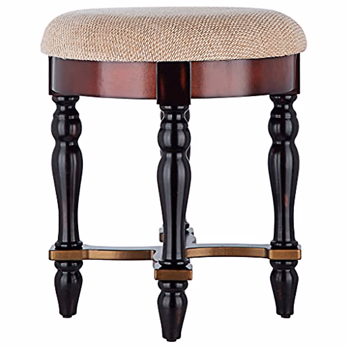 Design Toscano Grand Duchess Vanity Stool, 17 Inch, Walnut