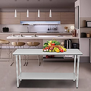 Stainless Steel Work Table w/Undershelf,30" x 18" inch Commercial Kitchen Work & Prep Table for for Restaurant, Home and Hotel.