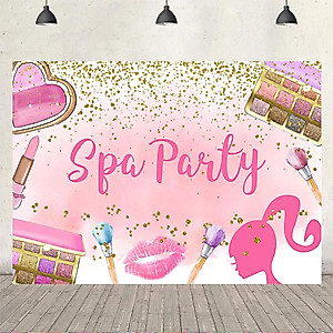 Ticuenicoa Make Up Spa Party Backdrop 7x5ft Pamper Party Decorations Supplies for Girl Princess Woman Pink Beauty Makeup Birthday Photography Background Banner Photo Studio Props