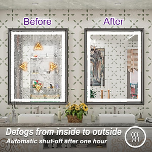 JSneijder LED Bathroom Mirror(2 Pack), 28x36 Inch Frame Mirror + 28x36 Inch Frameless Mirror