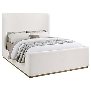 Coaster Home Furnishings Nala Contemporary Boucle Upholstered Eastern King Size Sleigh Bed Frame Platform Bed 57-inch Headboard Cream 302046KE