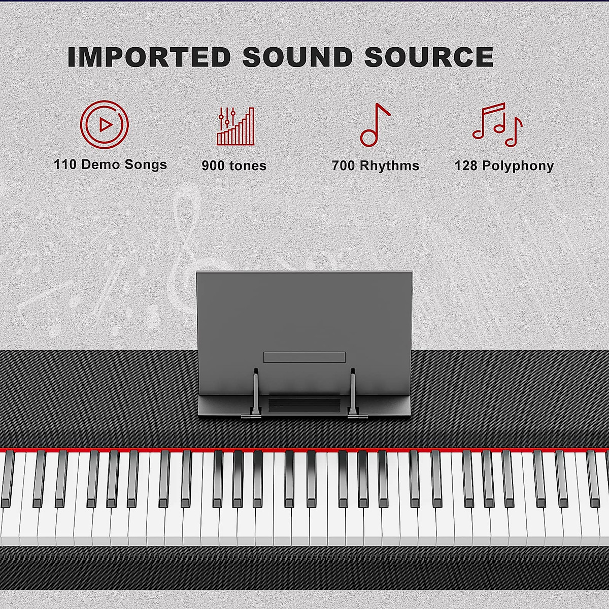 UMOMO UMO-713 88 Key Weighted Keyboard Piano with Thick Triangular Metal Stand, Beginner Digital Piano Full Size Heavy Hammer Weighted Action Electric Piano Keyboard with MIDI, Black