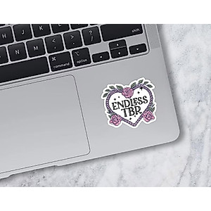 Miraki Endless TBR Sticker, Book Lover Sticker, Romance Sticker, Reading Sticker, Bookish Sticker, Water Assitant Die-Cut Vinyl Booktok Decals for Laptop, Phone, Water Bottles, Kindle Sticker
