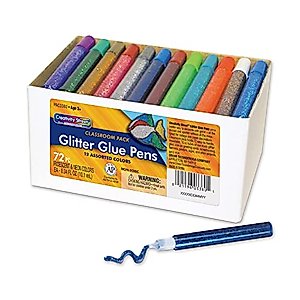 Creativity Street Glitter Glue Pens, Classroom Pack, Assorted Iridescent & Neon Colors, 0.34 fl. oz., 72 Pens