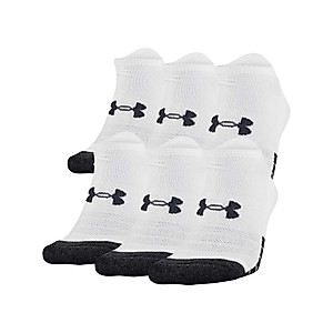 Under Armour Adult Performance Tech No Show Socks, Multipairs, White (6-Pairs), Medium