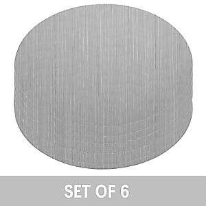 AHHFSMEI Placemats for Dining Table Woven Vinyl Plastic Place Mats Non-Slip Heat Insulation Stain Resistant Table Mats Washable Easy Clean 18.8x13 inches Placemats (Grey, 6)