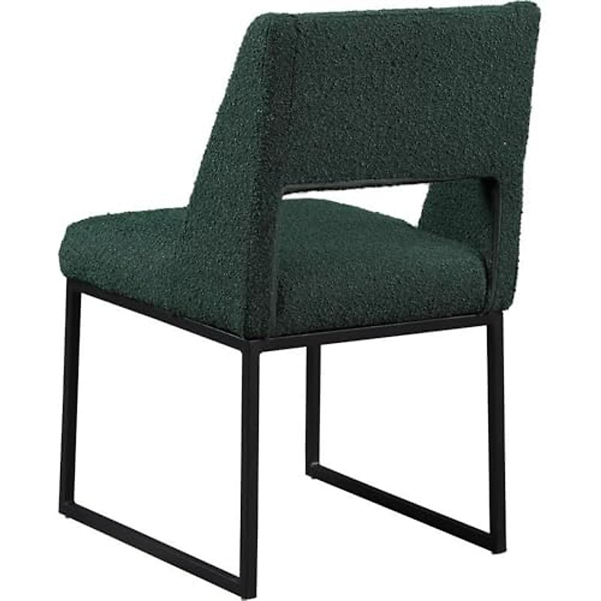 Meridian Furniture 839Green-C Jayce Collection Modern | Contemporary Dining Chair with Rich Green Boucle Fabric, Matte Black Iron Base, 19" W x 22.5" D x 33" H, Green, Set of 2