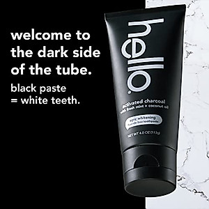 Hello Activated Charcoal Epic Teeth Whitening Fluoride Free Toothpaste, Fresh Mint and Coconut Oil, Vegan, SLS Free, Gluten Free and Peroxide Free, 4 Ounce