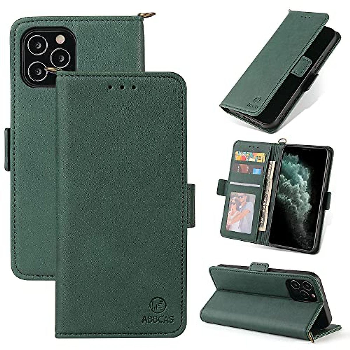 Fansipro Wallet Folio Case for Samsung Galaxy A40, Premium PU Leather Slim Fit Cover for Galaxy A40, 2 Card Slots, 1 Transparent Photo Frame Slot, Anti-Dust, Green