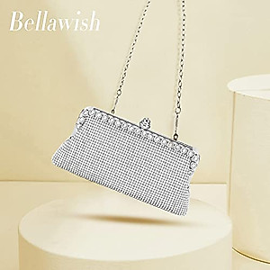 Bellawish Silver Clutch Purses for Women Wedding Rhinestones Crystal Women'S Evening Clutch Handbags for Bridal Parites Prom…