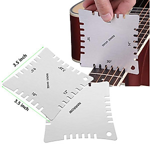 Hidear Guitar Luthier Tools Kit Including Guitar Radius Gauge String Action Ruler Gauge Blades Feeler Gauge Guitar Notched Radius Gauges for Guitar and Bass Setup