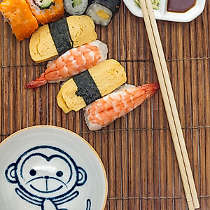 Needzo Cute Monkey Design Ceramic Japanese Rice Bowl, Small Asian Serving Dish for Soup, 4.5 Inch