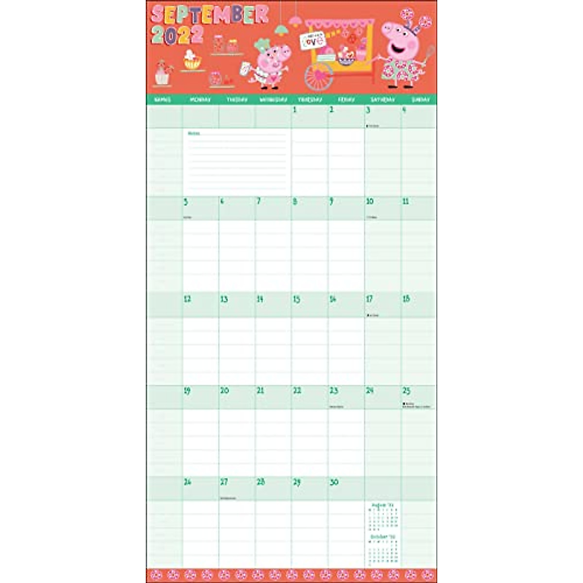 Peppa Pig 17-Month 2022-2023 Family Wall Calendar