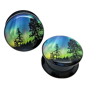 Pierced Republic Northern Lights Ear Plugs - Acrylic - Screw-On - New *Pair* - 8 Sizes (1/2" (12mm))