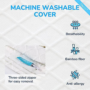 RECCI 2 Inch King Size Mattress Topper, 100% CertiPUR-US Certified Memory Foam, Pressure Relieving, Removable & Washable Cover, Ideal for Back Pain, Easy to Clean, Durable & Multi-Use