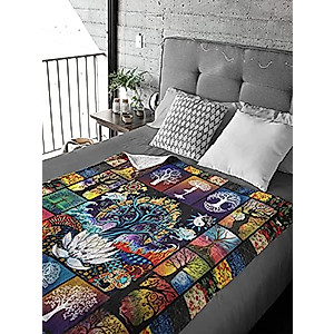 Tree of Life Blanket - Pagoda Tree Blanket Sherpa Fleece Blanket Fuzzy Plush Blanket Soft for Couch Sofa - Celtics Bedding Full Tree of Life Norse Irish Throw Xmas Bedding Decor (60x50, 80x60 Inches)