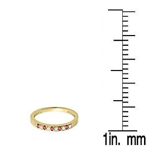 Dazzlingrock Collection Round Ruby & White Diamond Stackable Wedding Band for Women, 10K Yellow Gold, Size 6.5