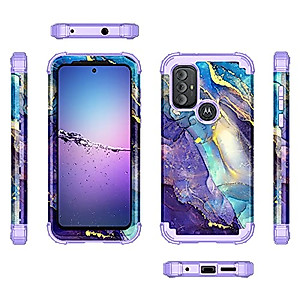 Rancase Compatible with Moto G Power 2022 Case,Three Layer Heavy Duty Shockproof Protection Hard Plastic Bumper +Soft Silicone Rubber Protective Case for Moto G Power 2022,Purple