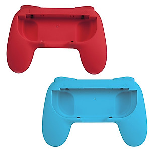 Beastron Comfort Grips Compatible with Nintendo Switch Joy Cons, Sweat-Resistant Handles, 4 Pack, Black, Red & Blue (MATTE FINISH)