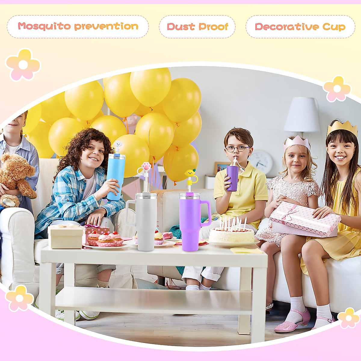 10pcs Straw Cover Cap for Stanley Cup 30&40 Oz, Tumbler Shape Straw Lids Silicone Straw Topper Straw Tips Cover Reusable Straw Plugs Soft Cute Straw Dispenser Tips for 8-10 mm Stanley Cups Straws