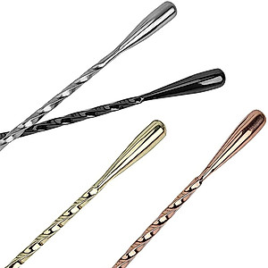 1 Piece Mixing Spoon Cocktail Spoon Stirring Spoon Iced Tea Spoon Coffee Spoon Long Handle Bar Spoon Stainless Steel Spiral Cocktail Stirrer Coffee Stir Stick Swizzle Stick(Silver, 30cm)