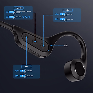 KOLORFARM Wireless Bone Conduction Headphones with Mic, Open Ear Headphones Bluetooth 5.3 Sports Headset with Up to 8 Hours Playtime, IP56 Sweatproof Certified for Running Hiking Driving Workouts