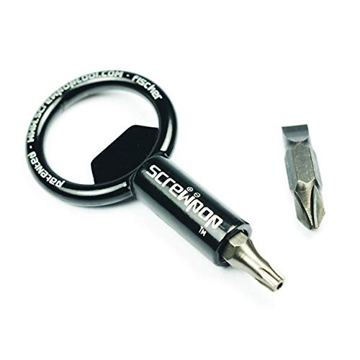 Screwpop Screwdriver Compact Bit Holder Keychain | Carabiner Multi-Tool Bottle Opener with New Secure and Stronger Magnet (Includes Removable Double-Sided Bit)
