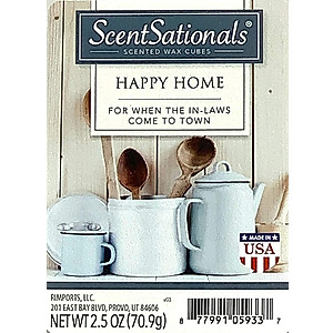 Scentsationals Scented Wax Cubes - Happy Home - Fragrance Wax Melts Pack, Electric Home Warmer Tart, Wickless Candle Bar Air Freshener, Spa Aroma Decor Gift - 2.5 oz (4-Pack)