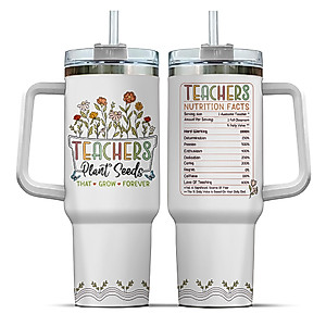 99OWL Tumblers Funny Flower Pack Stainless Appreciation Music Steel Life Water Teachers, Teacher Gifts, Tumbler 40 Oz With Handle Lid And Straw, Teacher Plant Seeds Nutrition Facts
