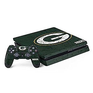 Skinit Decal Gaming Skin Compatible with PS4 Slim Bundle - Officially Licensed NFL Green Bay Packers Distressed Design