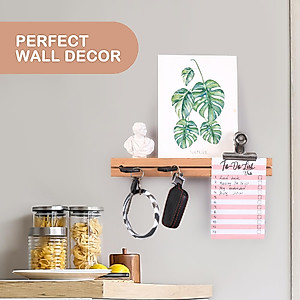 Gartely Wooden Wall Key Holder with Shelf Wood Key Rack Wall Magnetic Key Holder Board Magnet Key Storage Hook Wood Floating Shelf with Neodymium Magnets