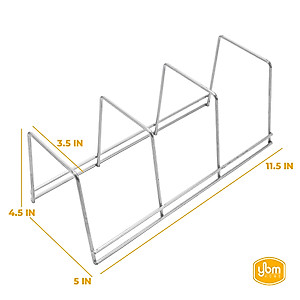 YBM Home Wire Dish Storage Rack for Plates, Cutting Boards, Bakeware, Pots and Pans, Serving Trays, Lids, and Other Cookware, 3 Section Plate Holder for Cabinets and Cupboards, Silver 2552