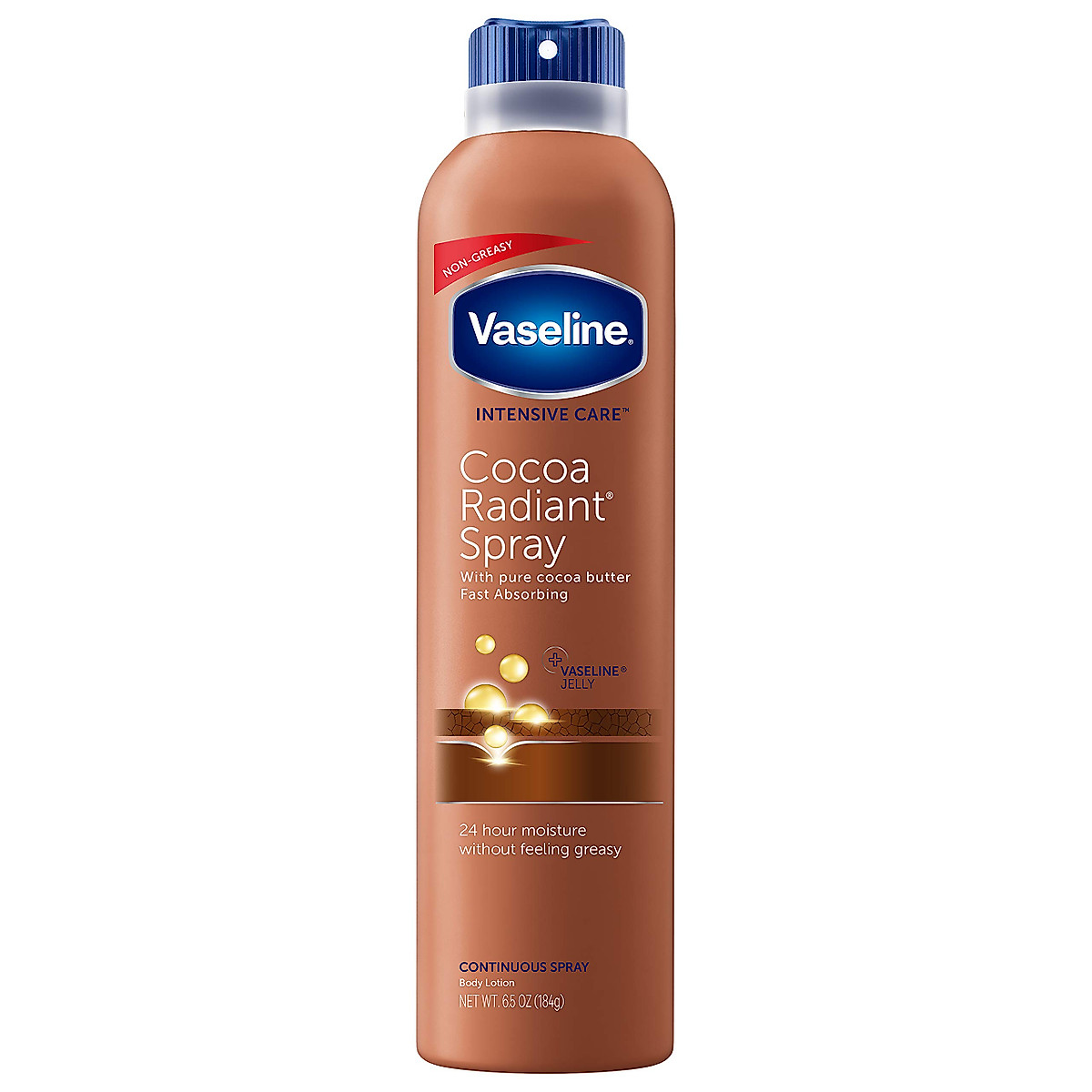 Vaseline Spray & Go Moisturizer, Cocoa Radiant, 6.5 oz (4 Pack)