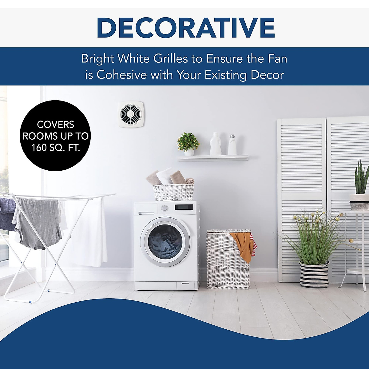 Broan-Nutone 511 Room-to-Room Ventilation Fan, Plastic White Square Exhaust Fan, 4.5 Sones, 180 CFM, 8"