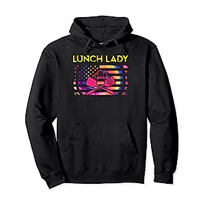 Lunch Lady Cook Food American Flag Rolling Pin Bake Cooking Pullover Hoodie