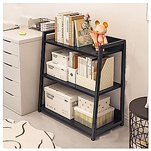 BINGDONGA Open Book Shelf Trapezoidal Structure Stable and Load-Bearing Steel and Wood Combination Even Force Reasonable Spacing Three-Dimensional Book Shelf Suitable for Living Room Bedroom